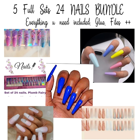 Hand Crafted | Makeup | 5 Full Sets 24 Ea Set With Professional Glue ...